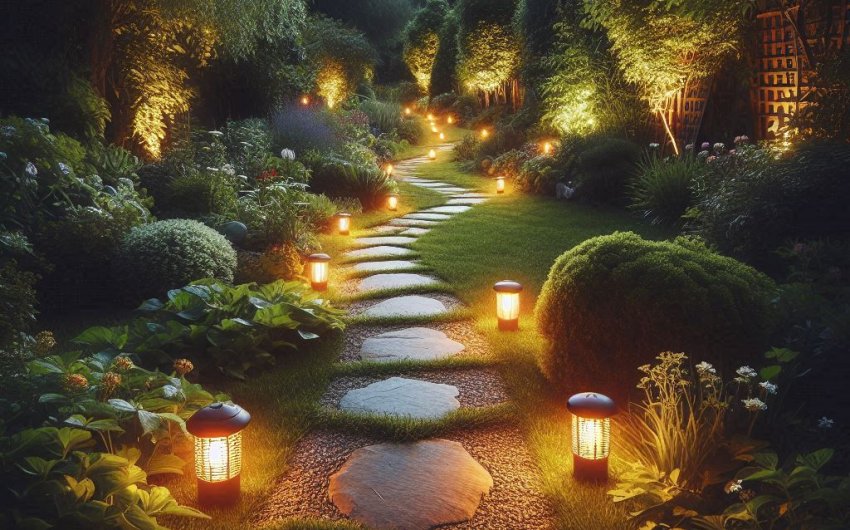 Solar Path Lights for a Magical Setting